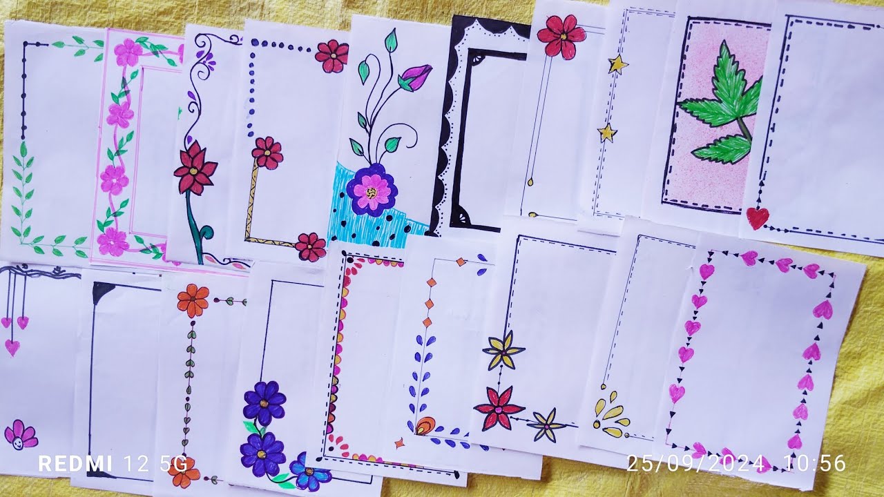 20 BEAUTIFUL BORDER DESIGNS/PROJECT WORK DESIGNS/A4 SHEET/FILE/FRONT ...