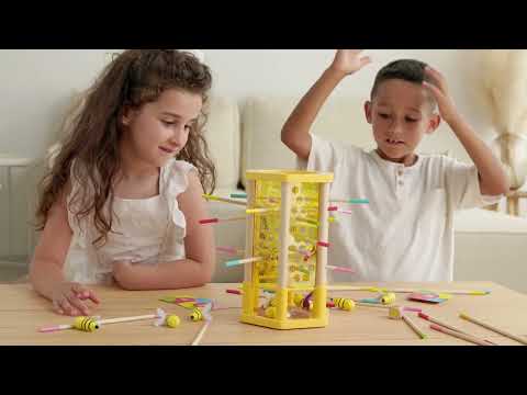 Nene Toys BeeFall Jumbo, 4-in-1 Wooden Honey Bee Toy for Kids Ages 3-9