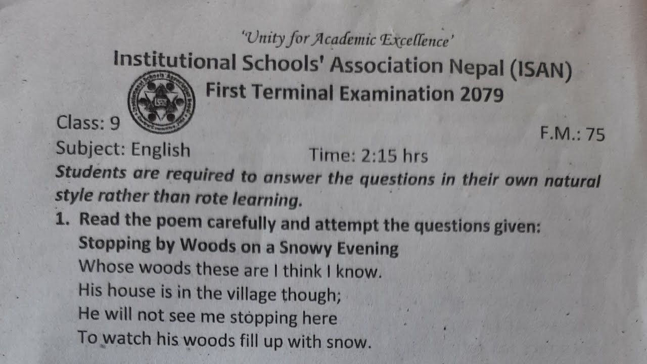 English Question Class 9 1st Term Exam 2079 ISAN YouTube english-question-class-9-1st-term-exam-2079-isan-youtube