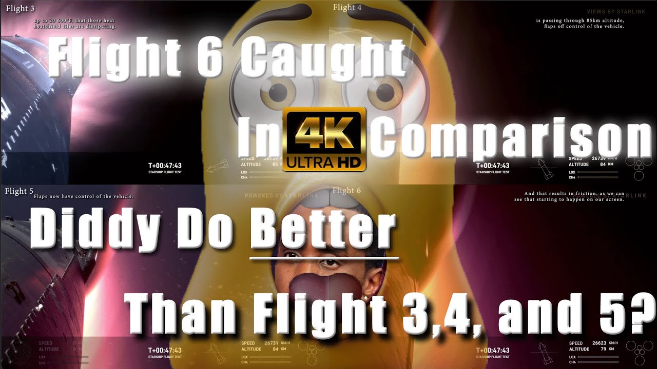 4K Starship Flight 6 SYNCED PERFECTLY with the THREE Previous Flights ...