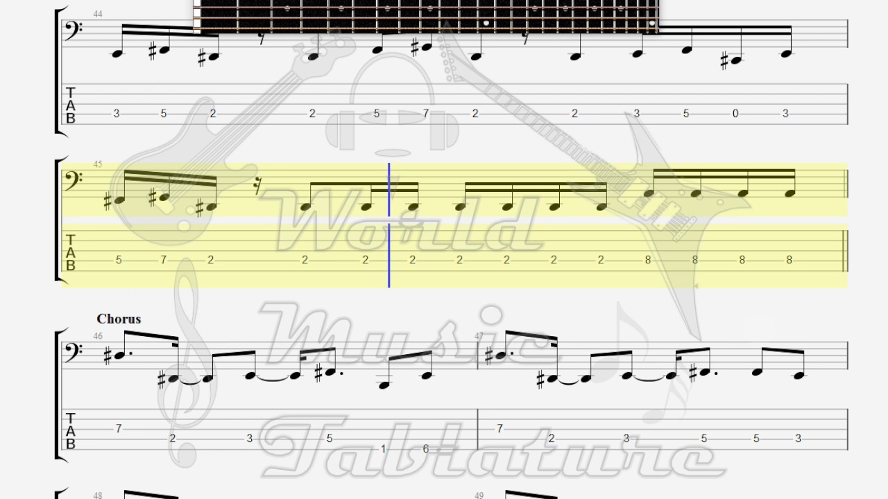 Disturbed Fear BASS GUITAR TAB - YouTube