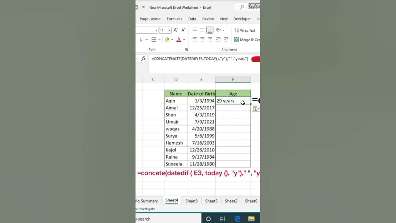 How to calculate age in Excel. #advanceexcel #excel #mexcel #exceltricks #computer #exceltips ...