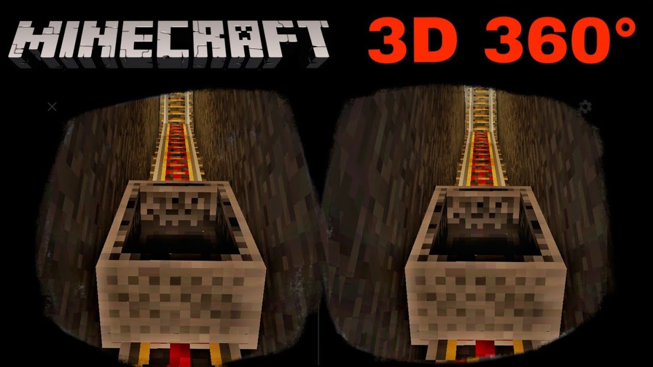 MINECRAFT 3D 360° VR rollercoaster gameplay top/bottom stereoscopic ...