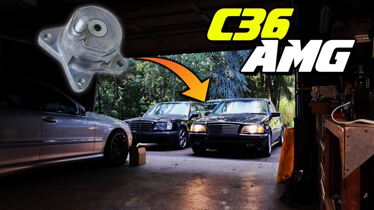 How to Fix a Squeaky Serpentine Belt - W202 C36 AMG M104 Belt Tensioner ...