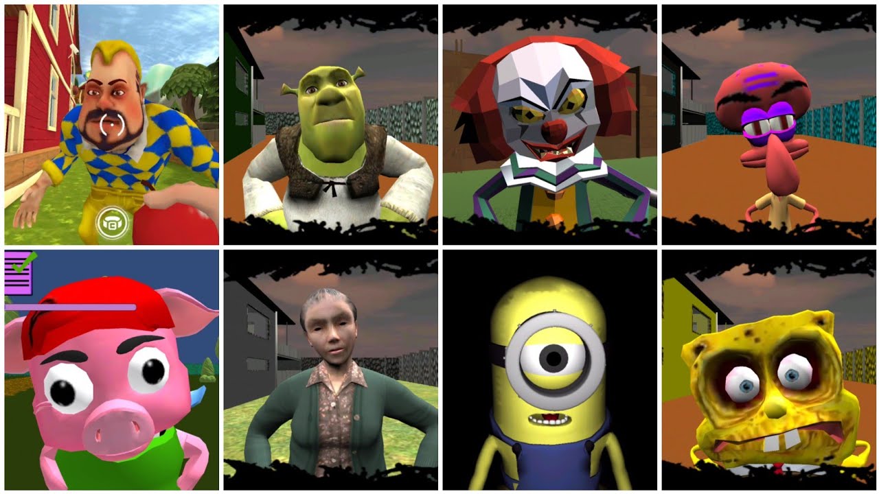 Caught Battle #18: Dark Riddle 2 Shrek IT Clown Squid Piggy Granny ...