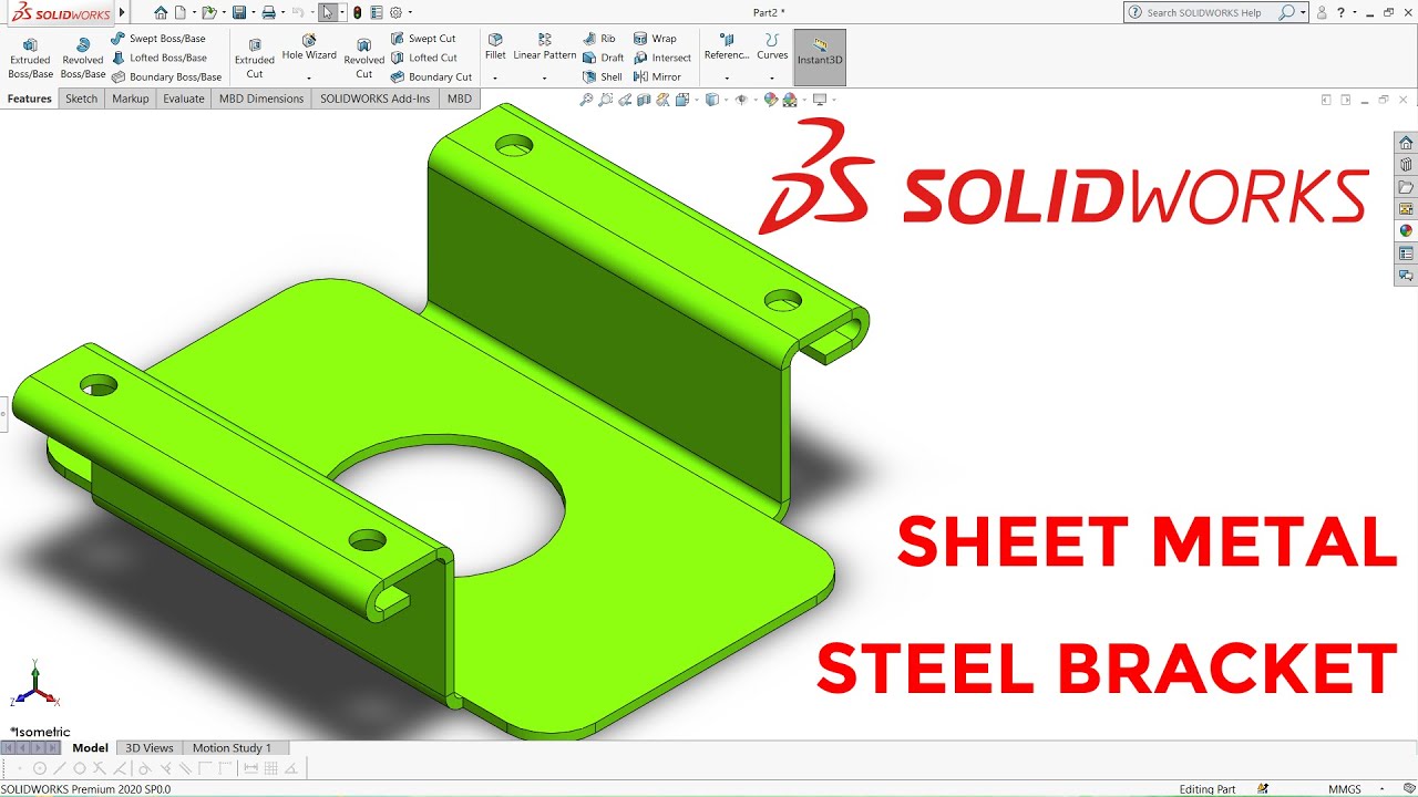 Solidworks Sheet Metal Tutorial for Steel Bracket #solidworks # ...