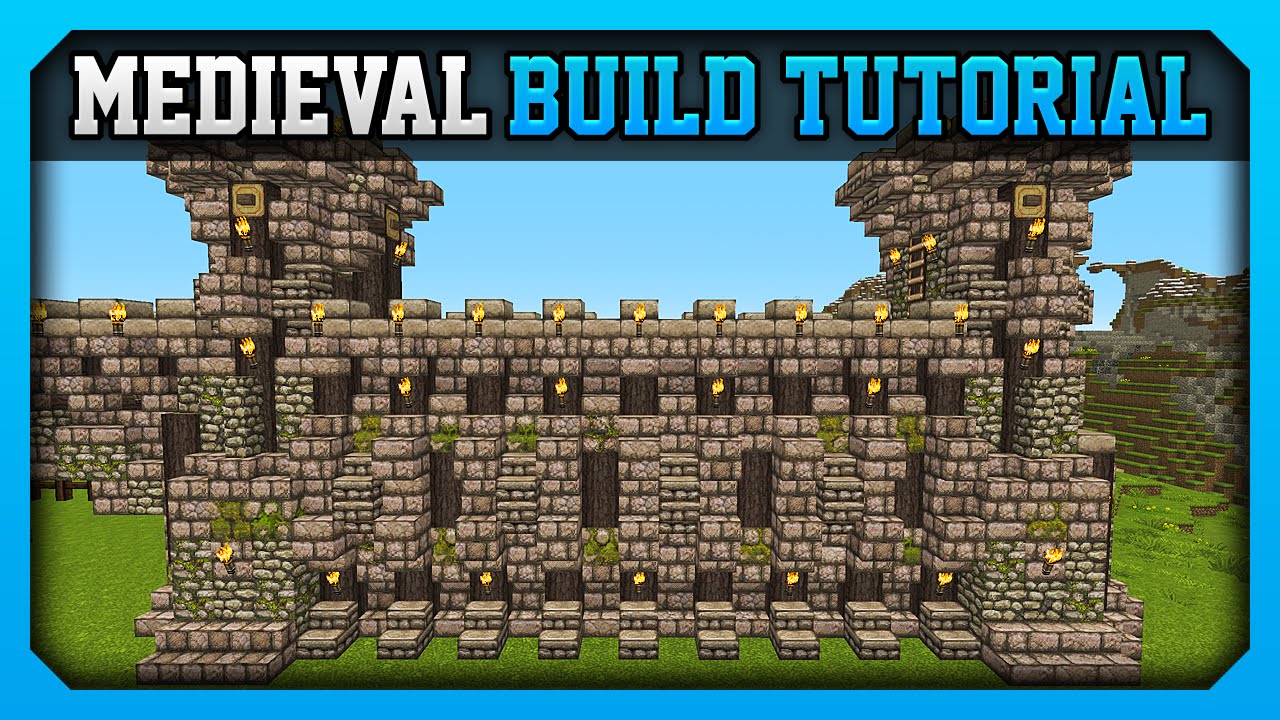 Minecraft Medieval Build Tutorial - Castle Wall - YouTube