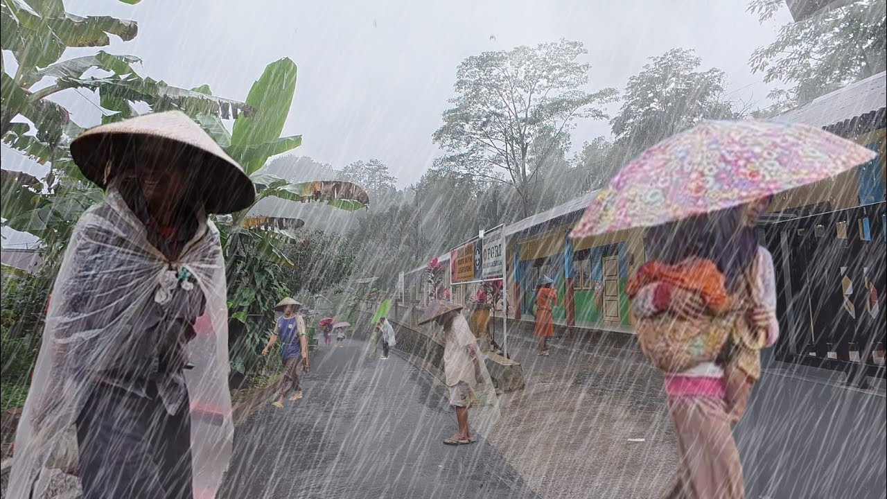 Walking in Extreme Heavy Rain Thunder and Strong Winds Very Cold | Rain ...
