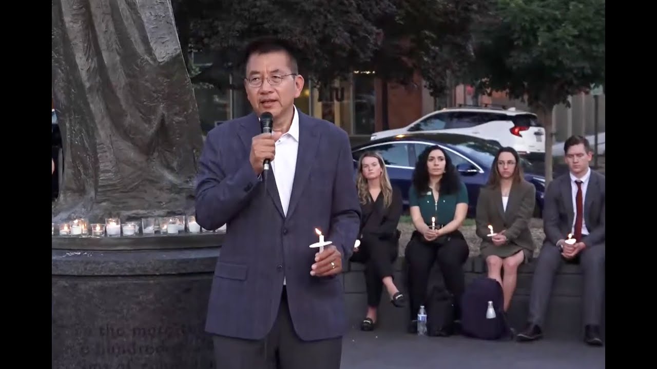 David Yu speaks at VOC's Tiananmen vigil, June 3, 2024 于大海在由共产主义受难者基金会 ...