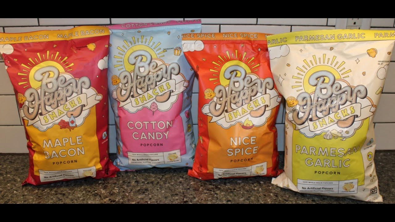 Be Happy Snacks Popcorn: Maple Bacon, Cotton Candy, Nice Spice ...