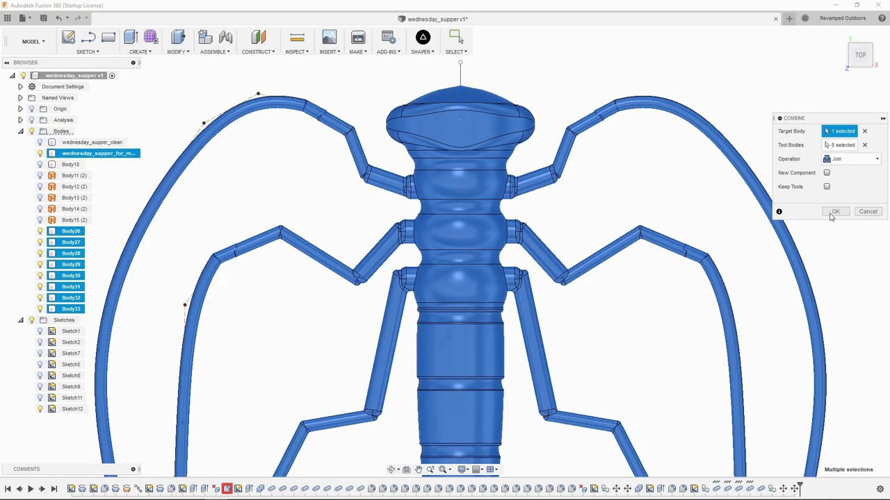 Designing a lure and it's two part injection mold - Time-lapse (Fusion ...