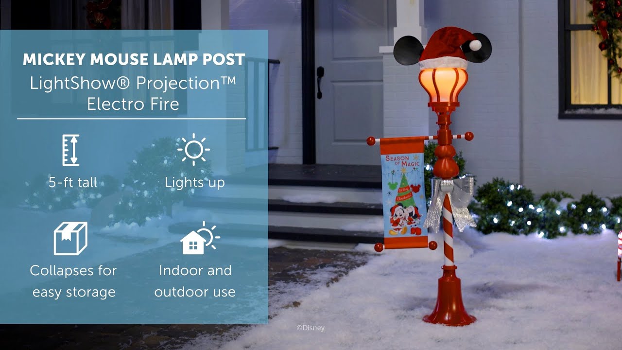 MICKEY MOUSE LAMP POST LightShow® Projection™ Electro Fire - YouTube