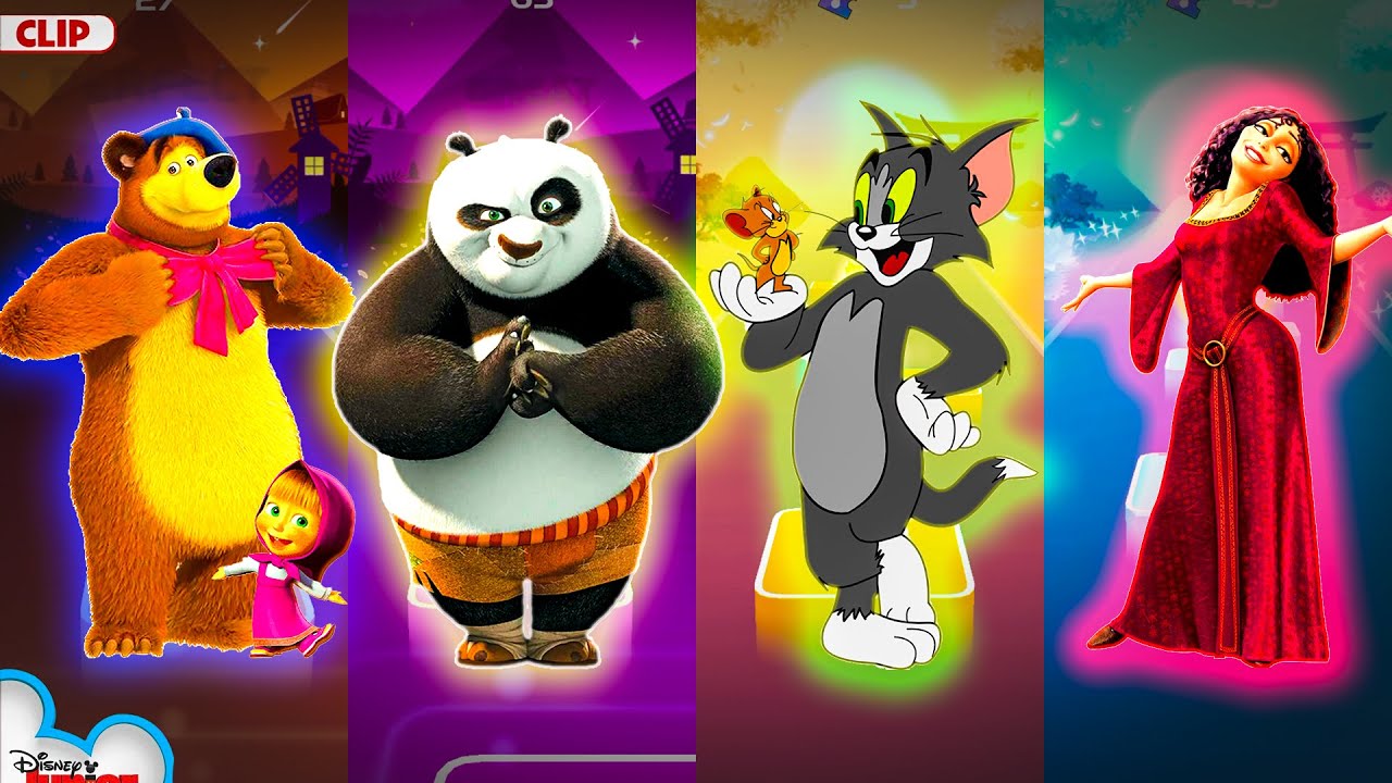 MASHA AND THE BEAR - KUNG FU PANDA -TOM AND JERRY - TANGLED MOM TILES / HOP COFFIN DANCE - YouTube