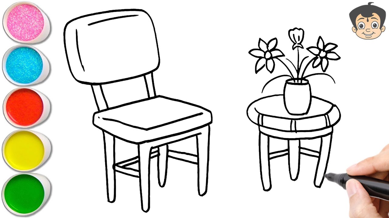 How To Draw Table And Chair - Easy Drawing || Step by Step - YouTube