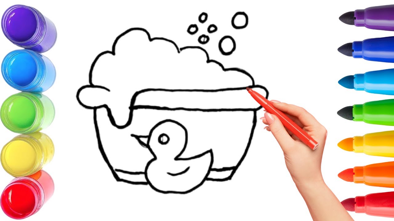 How To Draw cute birth tub Drawing, Painting & Coloring For Kids and ...