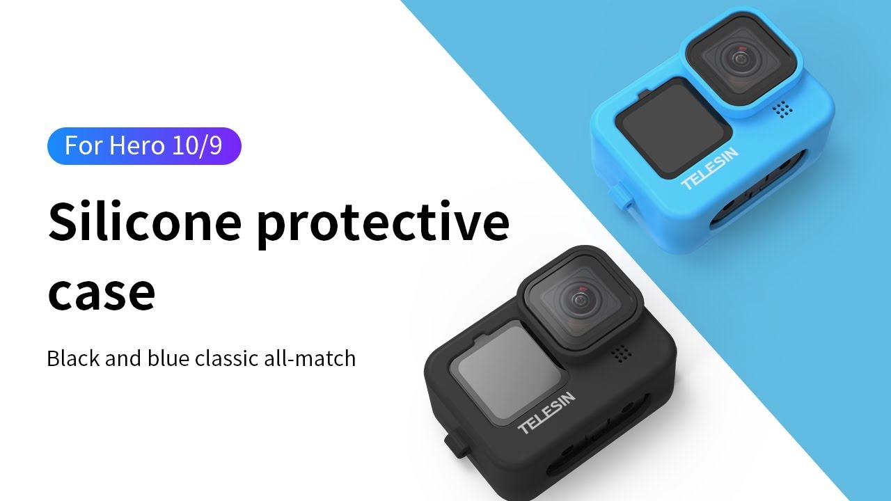 TELESIN Black and Blue Silicone Soft Case Protector for GoPro 9/10/11 ...