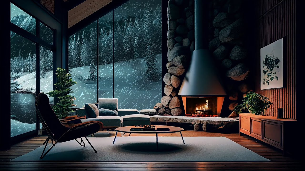 Deep Sleep in a Cozy Winter Hut Ambience - Relaxing Blizzard, Fireplace ...