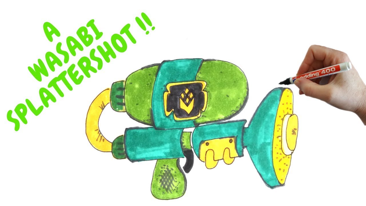 How to draw a splattershot from splatoon - YouTube