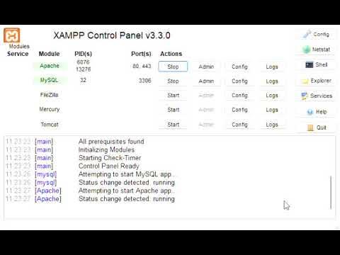 XAMPP Control Panel v3 3 0 Compiled Apr 6th 2021 2021 11 19 11 23 58 - YouTube
