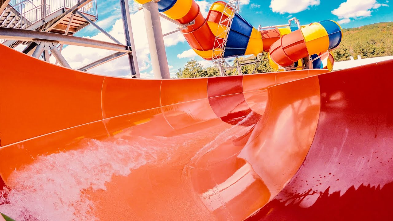 Long MAMMOTH Family Raft Ride Slide at Aquapark Aquamania - YouTube