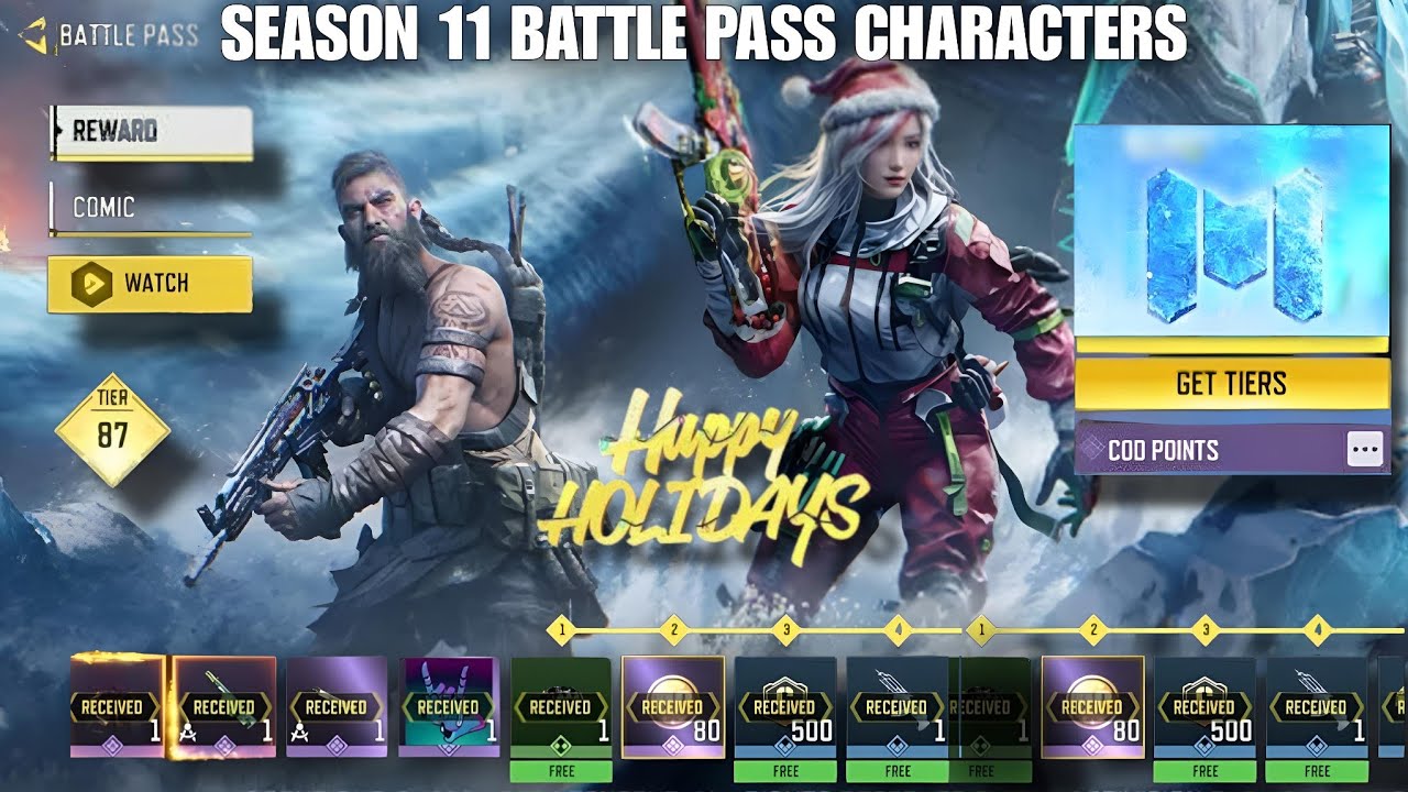 SEASON 11 NEW BATTLE PASS CHARACTERS | BATTLE PASS WEPAONS |SEASON 11 ...