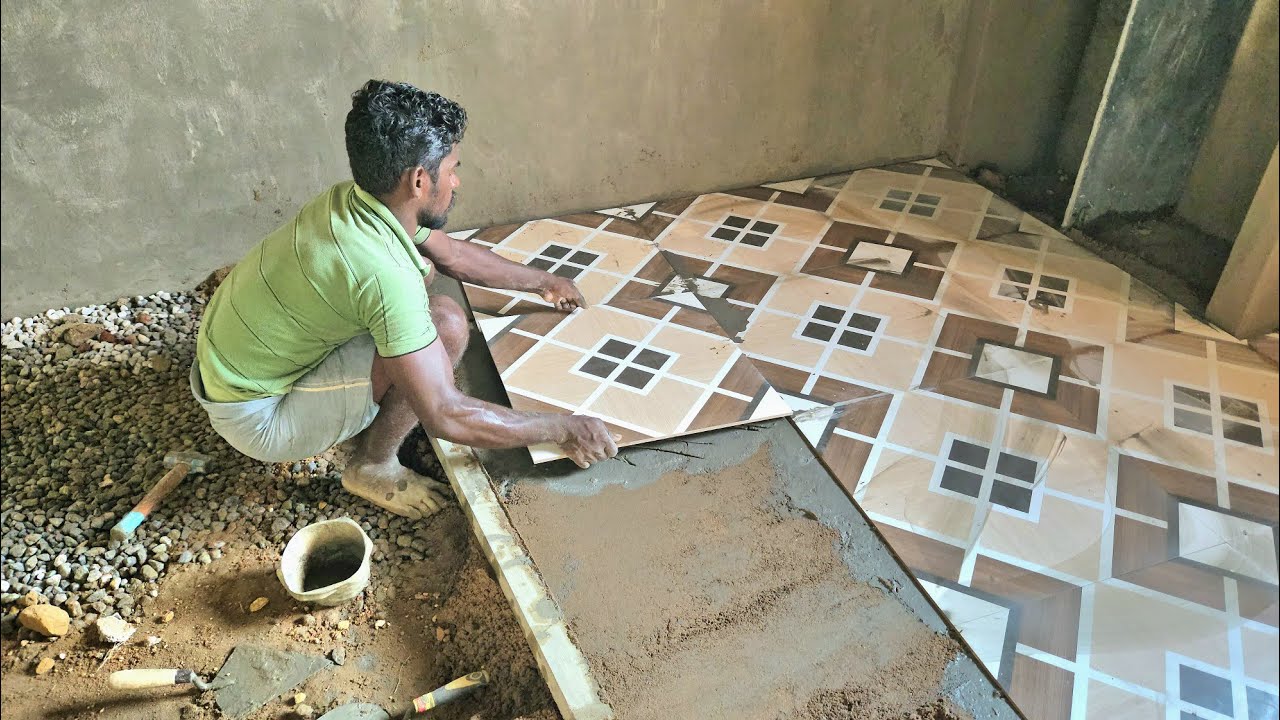 Techniques&Installation Floor Tile_Living Room 2×2ft Tile Fitting Fast ...