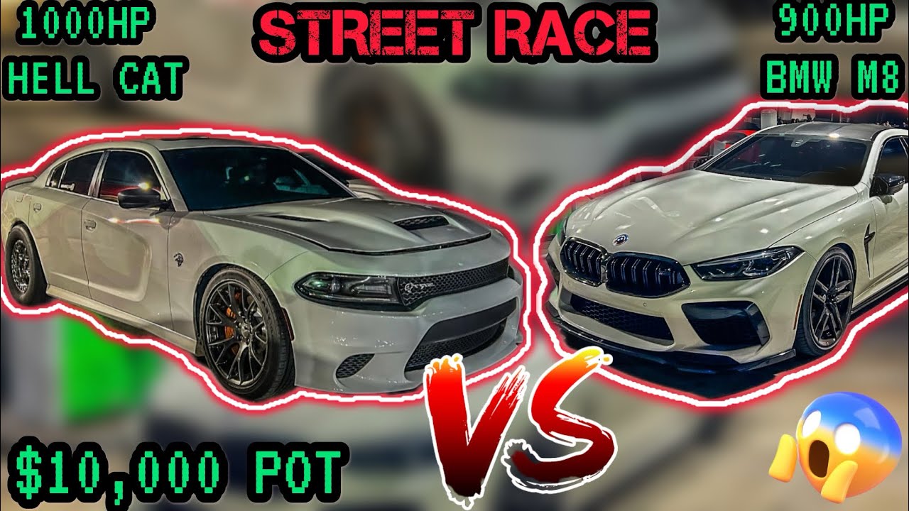 STREET RACE 1000HP HELLCAT VS 900HP BMW M8 !!! (Crazy Race !!) - YouTube