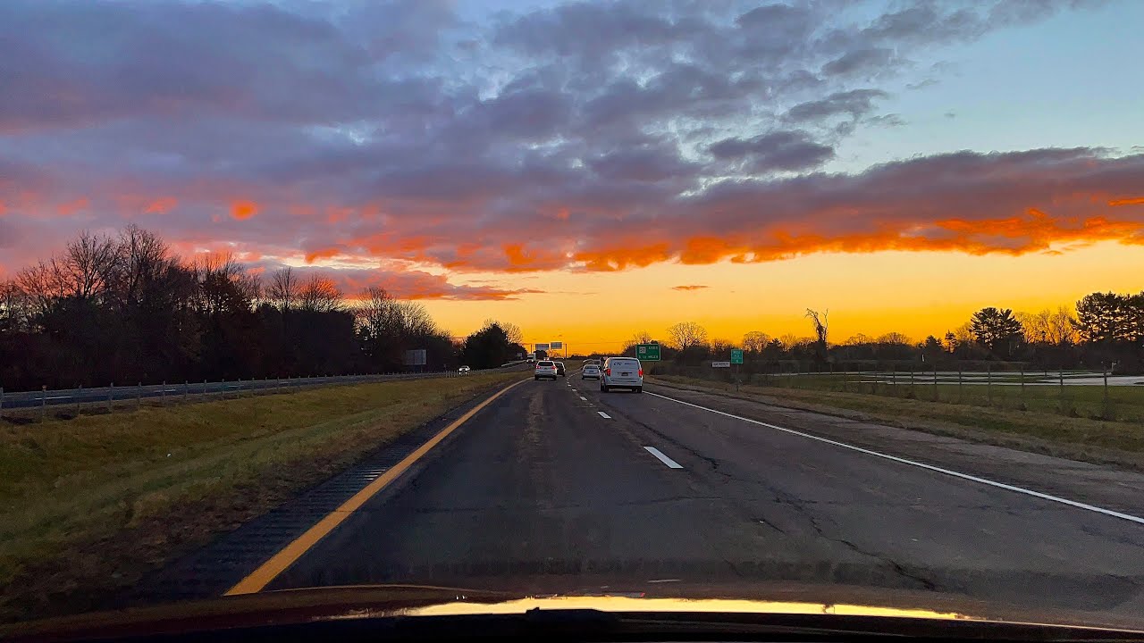 Relaxing Early Morning Sunrise Drive - in real time - December in New ...