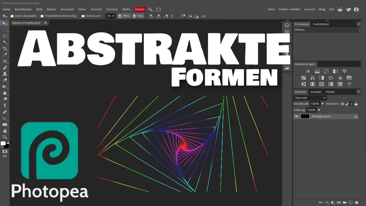 Photopea - Abstrakte Formen erstellen (abstract shapes) - YouTube