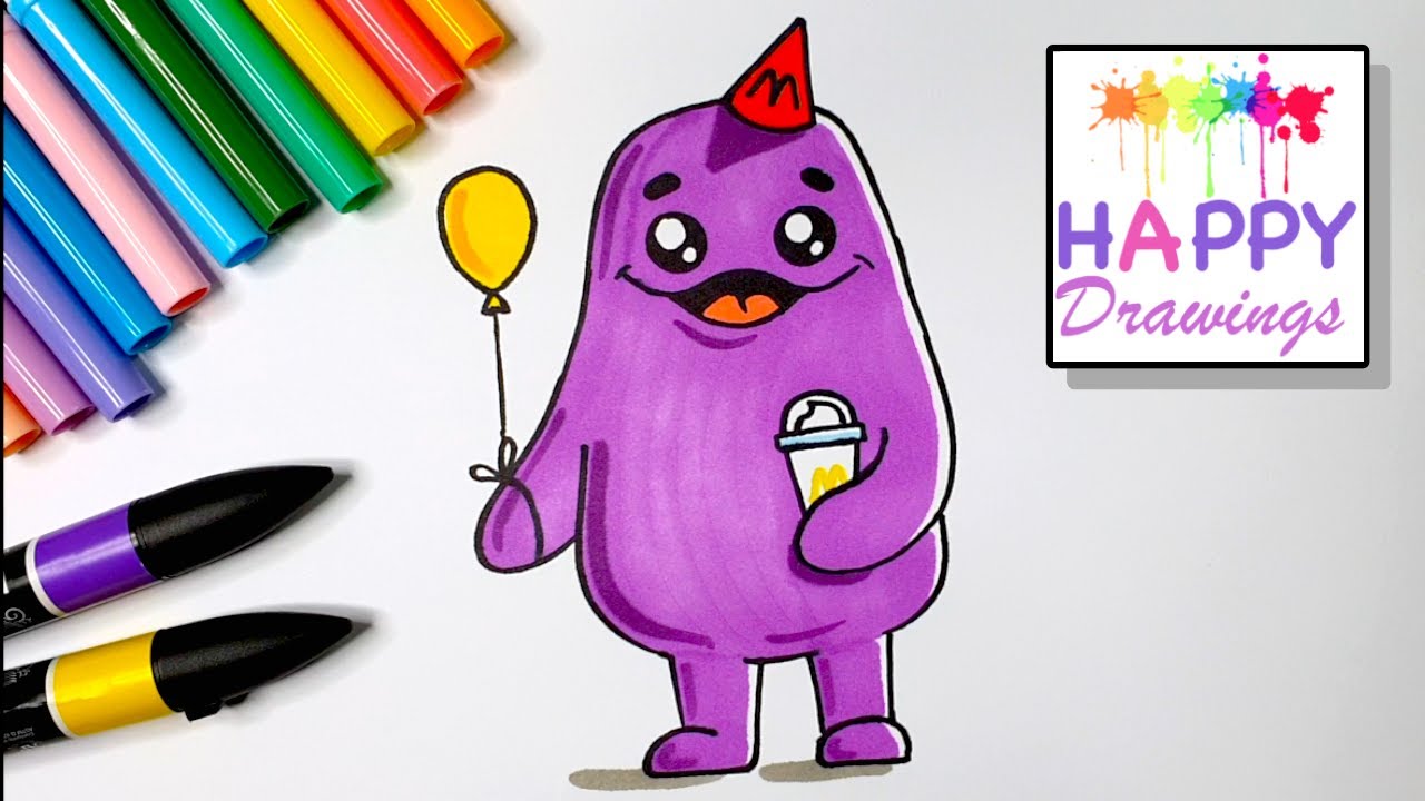 HOW TO DRAW HAPPY MC DONALD'S GRIMACE SHAKE EASY - HAPPY BIRTHDAY ...