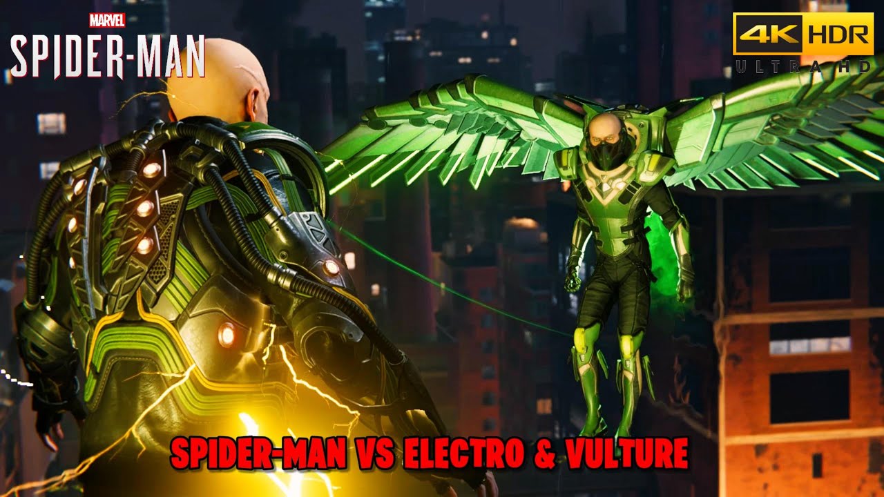 Spider-Man vs Electro & Vulture boss fight || SPIDER-MAN Remastered ...