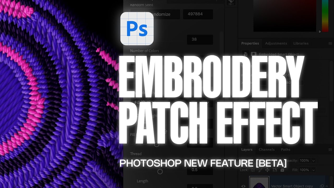 Photoshop NEW FEATURE - Embroidery Patch Effect [Beta] - YouTube