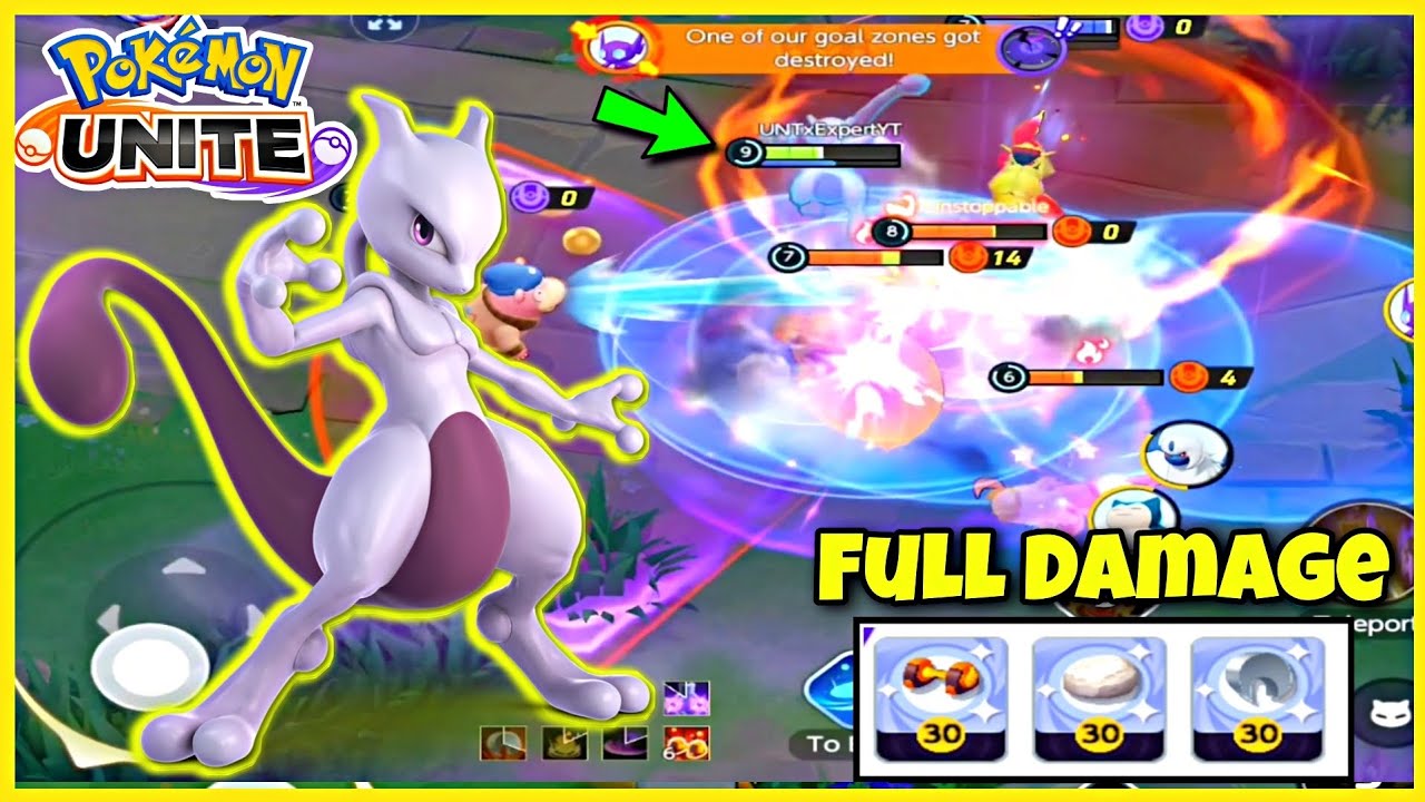 Rank 1 "MewTwo X"👿 Full Damage Best Build Gameplay | Pokemon Unite ...