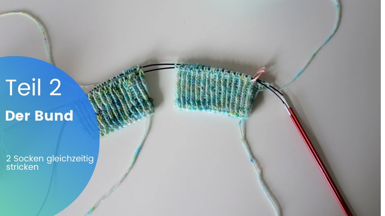 Teil 2 Bund | 2 Socken gleichzeitig auf Rundstrickandel stricken - YouTube