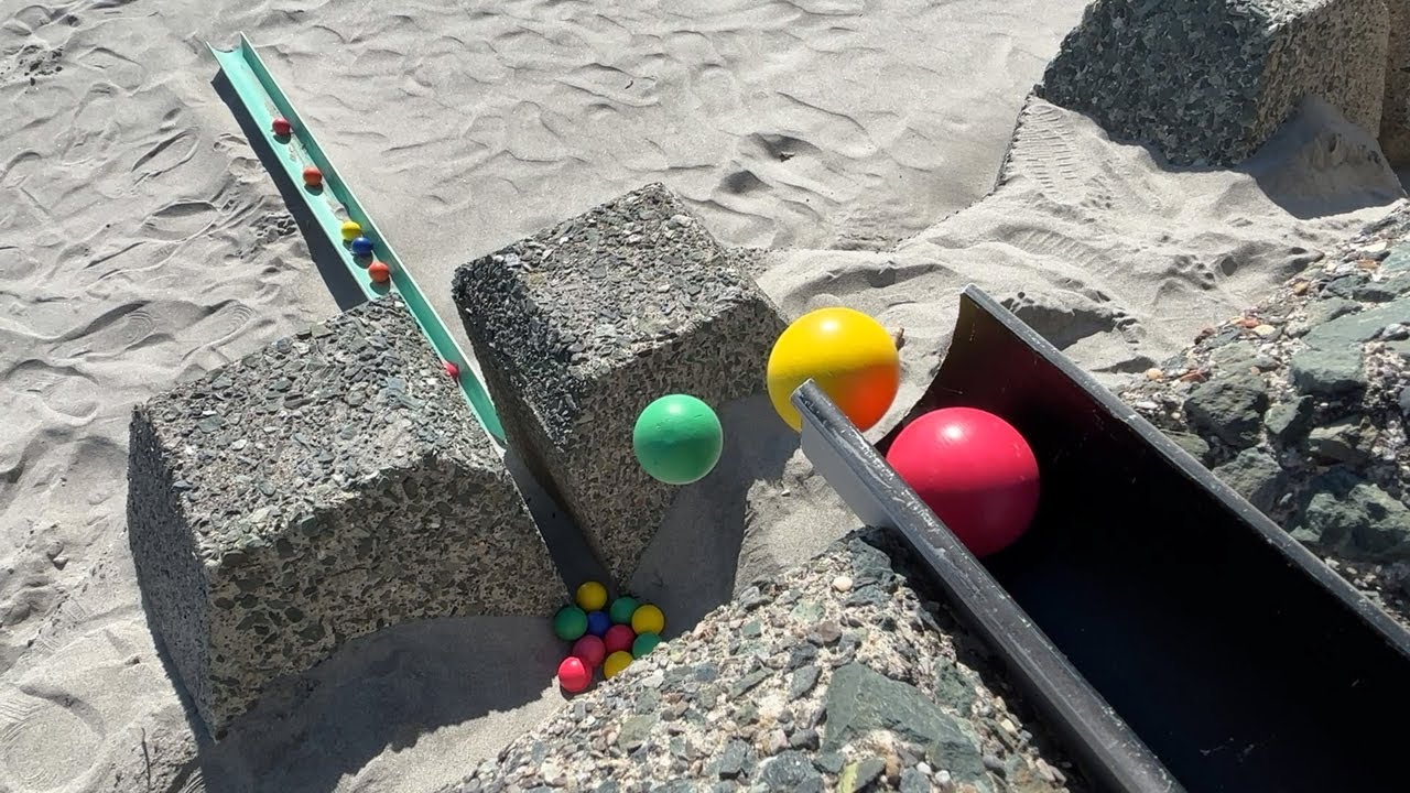 Marble Run Beach ☆ Natural sand slide & rain gutters - YouTube