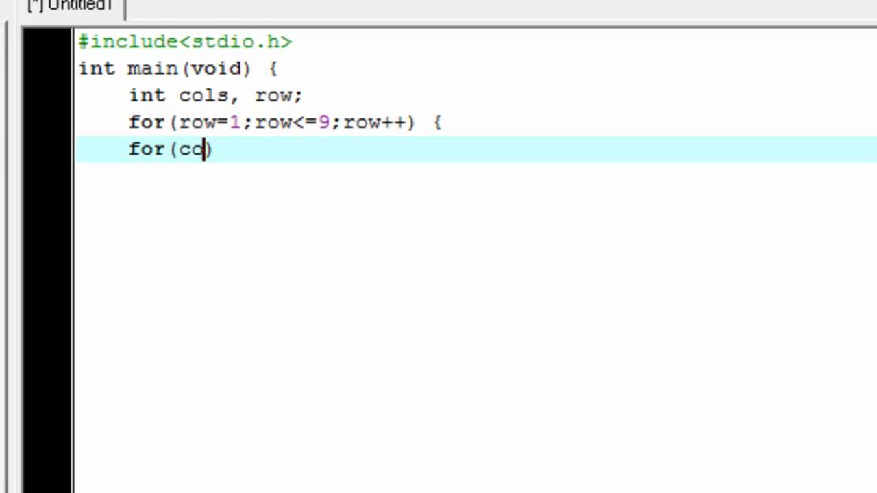 For Loop Multiplication Table C C Programming Youtube