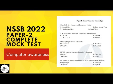 NSSB 2022 | Complete Mock Test Paper-2 | Computer Awareness - YouTube
