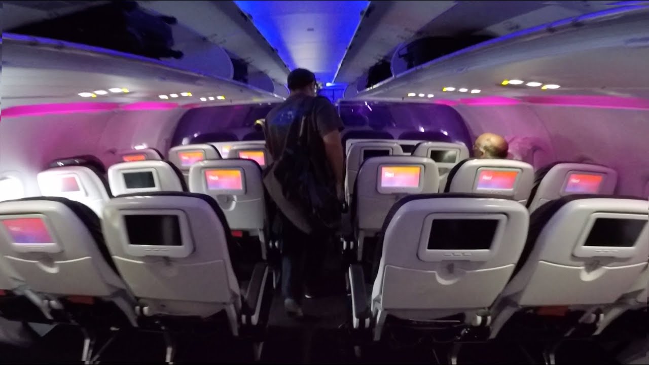 Virgin America A320 exit row PDX to SFO - YouTube