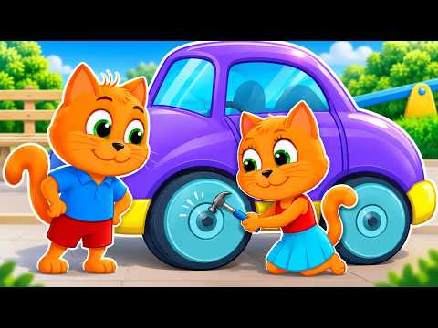 OYUNCAK SPOR ARABAYA BINMEK | Çocuklar için çizgi film | Kedi Ailesi