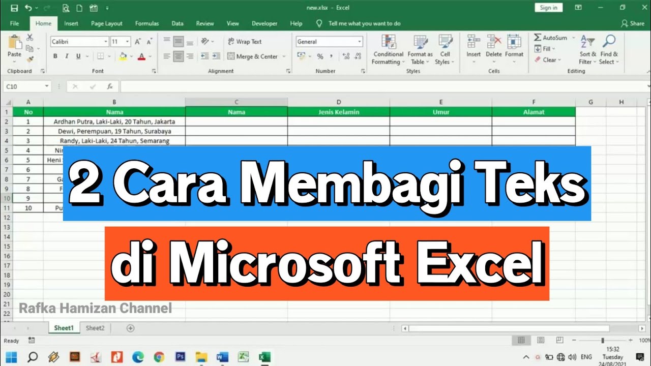 Cara Memisahkan Teks di Excel - YouTube