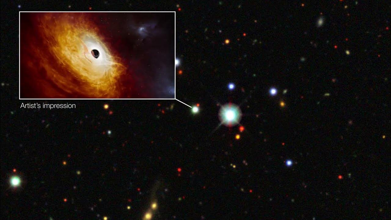 ESO:Zooming in on the record-breaking quasar J0529-4351 - YouTube