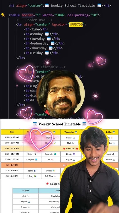 Time Table Only HTML #coding #timetable #viralvideo #shorts #html - YouTube