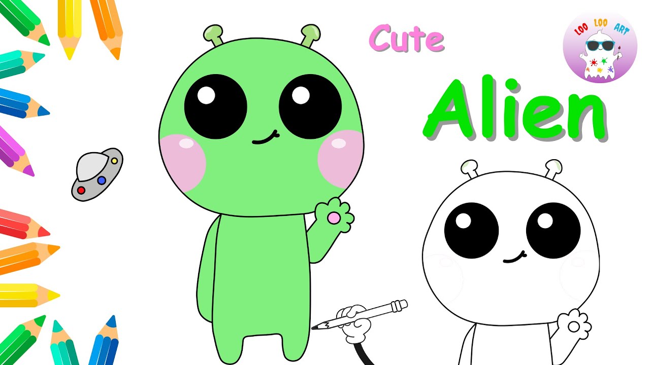 How To Draw Cute Alien | Draw Cute Spaceman - YouTube