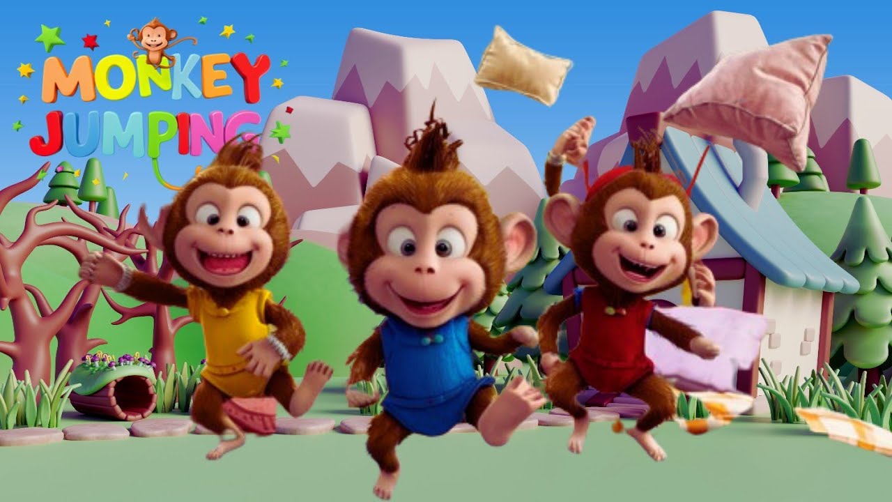 Five Little Monkeys Jumping on the Bed | Little Monkey Cartoon for Kids ...