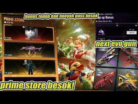 TOKO PRIME BESOK! ISI LENGKAP TOKO DIAMOND UNGU! BOOYAH PASS AGUSTUS DAN BONUS TOPUP BESOK!