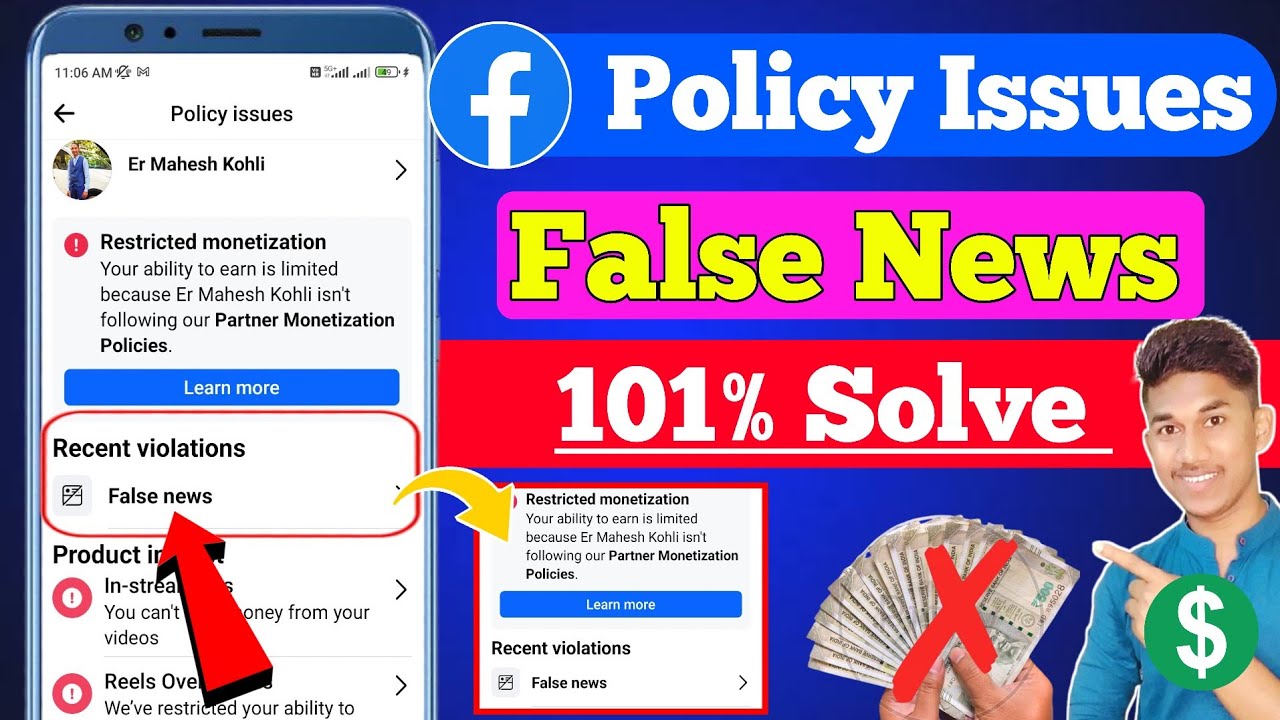 False News Violation Facebook | Facebook Monetization Policy Issues ...