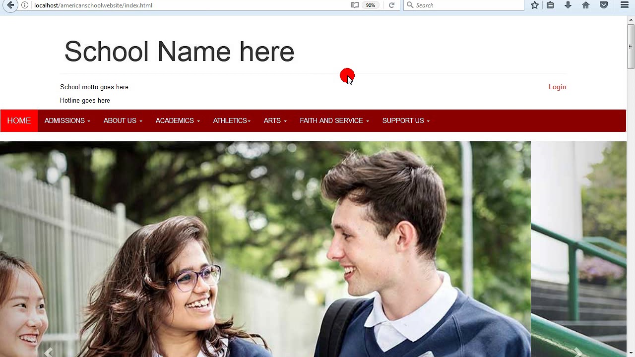 School website php design sample - YouTube