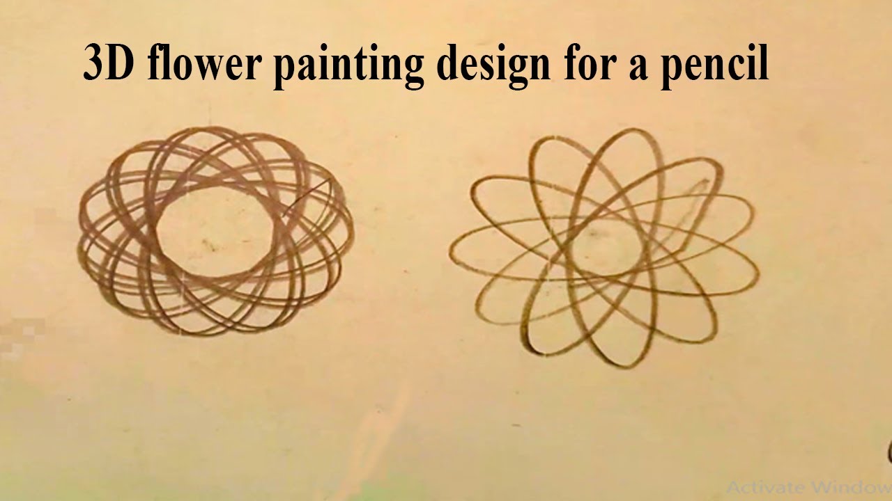 3D flower painting design for a pencil - YouTube