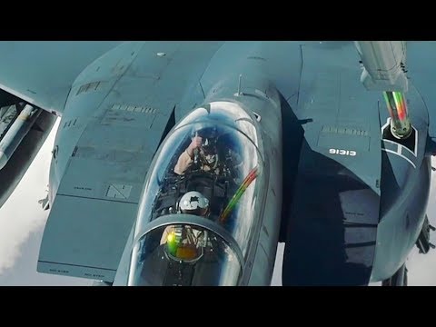 Small Talk During Mid-air Refuelling: KC-10 Refuels F-15 Eagles