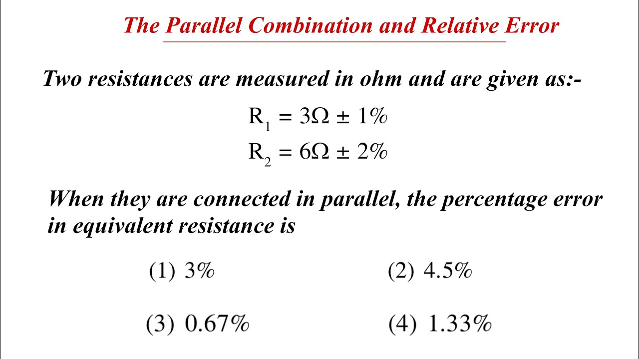 Parallel Combination & Percentage Error | Relative Error Trick for JEE ...